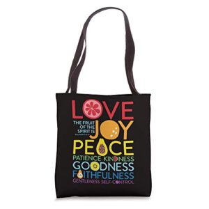 fruit of the spirit galatians 5:22 inspirational christian tote bag