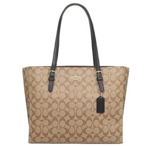 coach mollie tote (signature khaki/black)