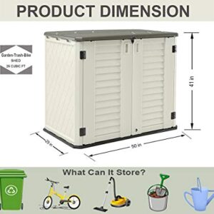 HOMSPARK Horizontal Storage Shed Weather Resistance, Multi-Purpose Outdoor Storage Box for Backyards and Patios, 26 Cubic Feet Capacity for Bike, Lawnmower, Trash Cans, Patio Accessories