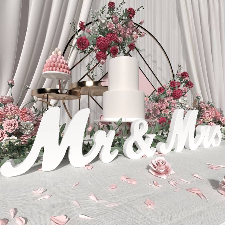 VIOPVERY Mr and Mrs Sign for Wedding Table,Large Wooden Letters Mr & Miss Signs for Sweetheart Table,Photo Props Wedding Decorations for Anniversary,White