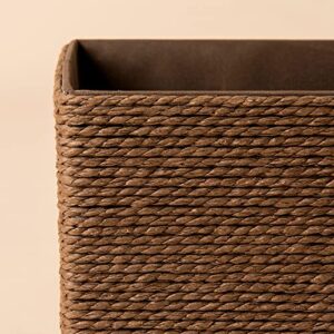 Paper Rope Woven Storage Basket Set of 4 with Fabric Liner, Stackable Multipurpose Organizer Bin, Brown