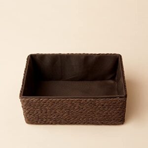 Paper Rope Woven Storage Basket Set of 4 with Fabric Liner, Stackable Multipurpose Organizer Bin, Brown