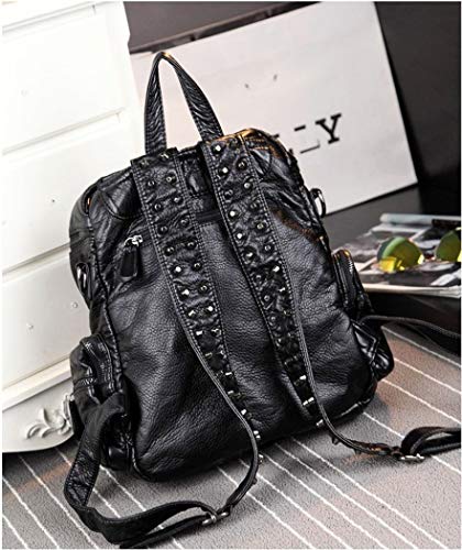 Ro Rox Calamity Womens PU Punk Gothic School Uni Studded Backpack - Black