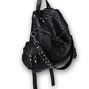 Ro Rox Calamity Womens PU Punk Gothic School Uni Studded Backpack - Black