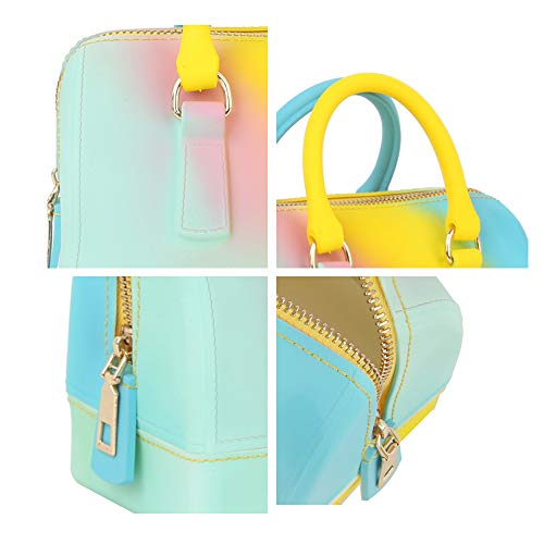 Rainbow Jelly Bag Mini Satchel Crossbody Women Purse Handbags by Soulfina (Multi-M)