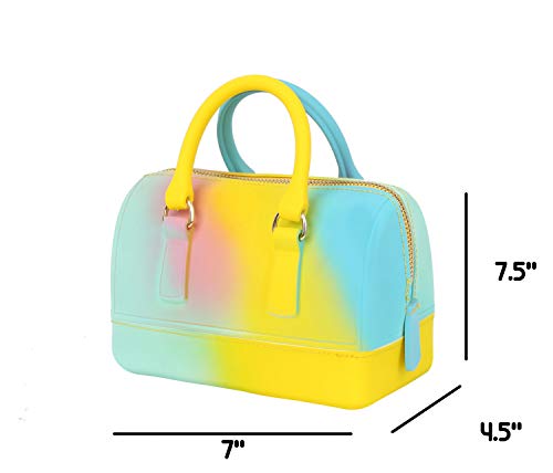 Rainbow Jelly Bag Mini Satchel Crossbody Women Purse Handbags by Soulfina (Multi-M)