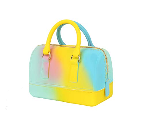 Rainbow Jelly Bag Mini Satchel Crossbody Women Purse Handbags by Soulfina (Multi-M)