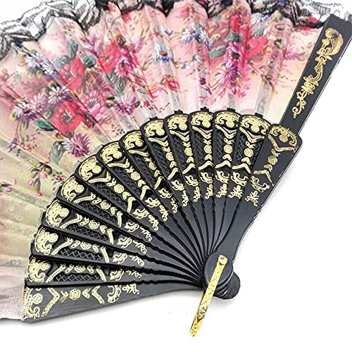 SITAER Spanish Folding Hand Fan,Handheld Fans Summer Vintage Dancing Party Hand Fans for Girls Women (12 PCS, Random Pattern)