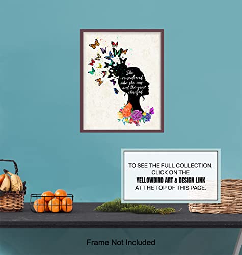 Inspirational Wall Art Decor - Positive Quote Home Decoration - Motivational Encouragement Gifts for Women -8x10 Poster for Girls or Teens Bedroom, Living Room, Bathroom, Office - Floral Butterflies