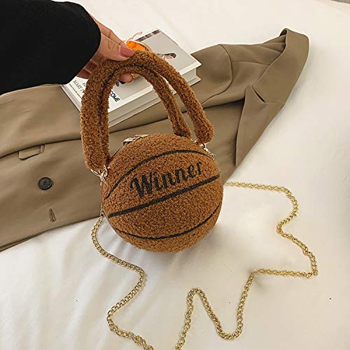 KUANG! Women's Basketball Shaped Mini Chain Purse Plush Shoulder Messenger Handbags Handle Tote Crossbody bags For Girls