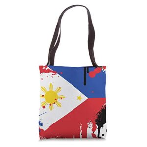 proud filipino products | paintsplash retro philippines flag tote bag