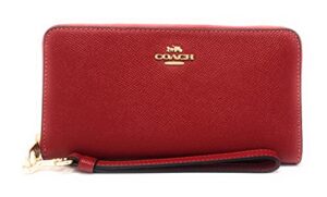 coach women’s long zip around wallet (crossgrain leather, gold – 1941 red)