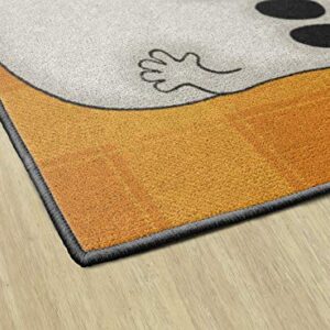 Brumlow MILLS Hey Boo Halloween Ghost Washable Festive Print Indoor or Outdoor Rug for Living or Bedroom Carpet, Dining Room, Kitchen Area or Entryway Rug, 20" x 34",Orange