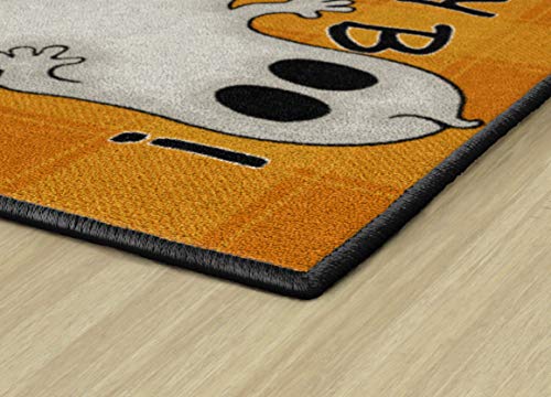 Brumlow MILLS Hey Boo Halloween Ghost Washable Festive Print Indoor or Outdoor Rug for Living or Bedroom Carpet, Dining Room, Kitchen Area or Entryway Rug, 20" x 34",Orange