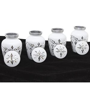 White Keepsake Urns for Ashes - Mini Urns for Human Ashes Set of 4 with Premium Box - Handcrafted White Urns - Honor Your Loved One with Mini Cremation Urns - Small Urns Set for Adult Male & Female