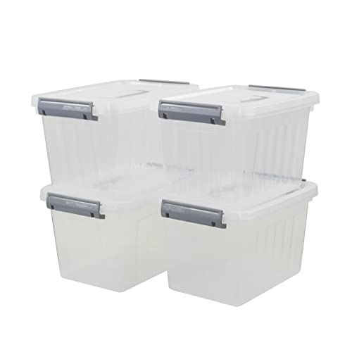 AnnkkyUS 4-pack 6 L Plastic Storage Bin with Lid, Clear Plastic Boxes