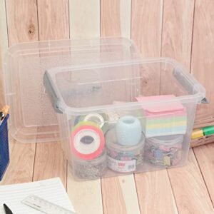 AnnkkyUS 4-pack 6 L Plastic Storage Bin with Lid, Clear Plastic Boxes