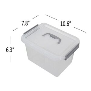 AnnkkyUS 4-pack 6 L Plastic Storage Bin with Lid, Clear Plastic Boxes