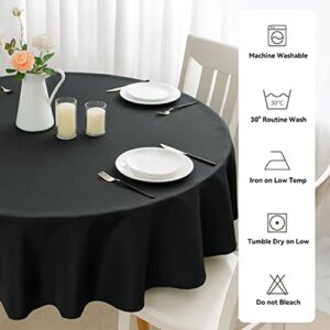 Romanstile Round Tablecloth - Waterproof Stain Resistant Washable Polyester Table Cloths Decorative Table Cover for Kitchen/Dining/Wedding/Parties (Black, 60 Inch)