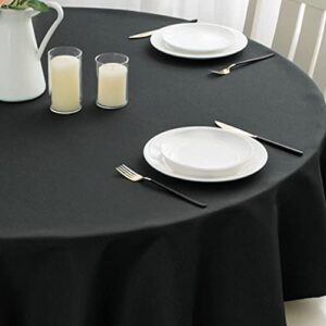 Romanstile Round Tablecloth - Waterproof Stain Resistant Washable Polyester Table Cloths Decorative Table Cover for Kitchen/Dining/Wedding/Parties (Black, 60 Inch)