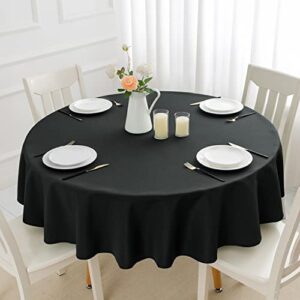 Romanstile Round Tablecloth - Waterproof Stain Resistant Washable Polyester Table Cloths Decorative Table Cover for Kitchen/Dining/Wedding/Parties (Black, 60 Inch)