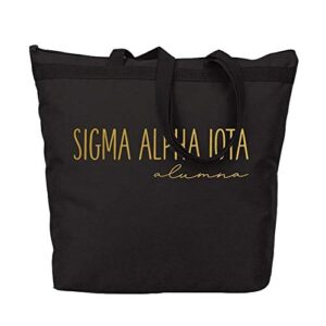 greekgear sigma alpha iota gold foil alumna tote