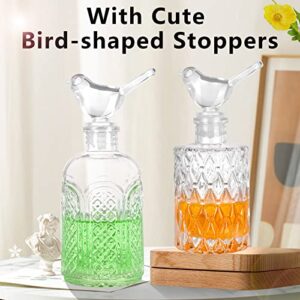 Gift Set-Diffuser Glass Bottles Decorative Bottles Vases Set of 4 Empty Clear DIY Fragrance Reed Diffuser Storage Bottle with Reeds Sticks for Home Office Desk Decoration Wedding Valentine Girl Women