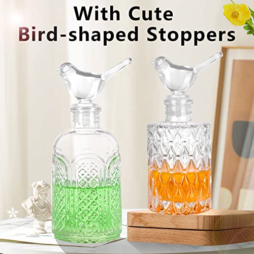 Gift Set-Diffuser Glass Bottles Decorative Bottles Vases Set of 4 Empty Clear DIY Fragrance Reed Diffuser Storage Bottle with Reeds Sticks for Home Office Desk Decoration Wedding Valentine Girl Women