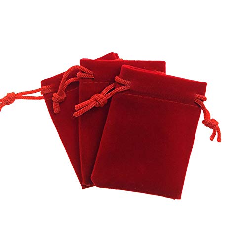 lasenersm 12 Pieces 1.97" x 2.75" (5 x 7cm) Small Velvet Cloth Jewelry Drawstring Bags Velvet Jewelry Pouches Candy Gift Bag for Jewelry Candy Small Gifts Christmas Wedding Party Birthday, Red