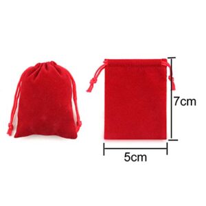 lasenersm 12 Pieces 1.97" x 2.75" (5 x 7cm) Small Velvet Cloth Jewelry Drawstring Bags Velvet Jewelry Pouches Candy Gift Bag for Jewelry Candy Small Gifts Christmas Wedding Party Birthday, Red