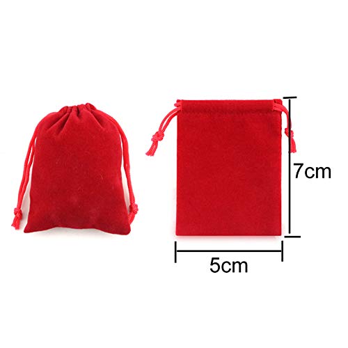 lasenersm 12 Pieces 1.97" x 2.75" (5 x 7cm) Small Velvet Cloth Jewelry Drawstring Bags Velvet Jewelry Pouches Candy Gift Bag for Jewelry Candy Small Gifts Christmas Wedding Party Birthday, Red