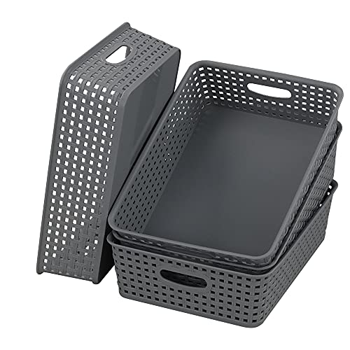 Joyeen Plastic Paper Storage Trays, Office Shallow Basket Set of 4