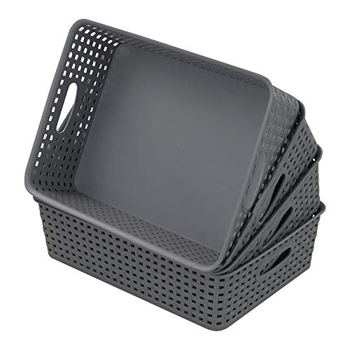 Joyeen Plastic Paper Storage Trays, Office Shallow Basket Set of 4