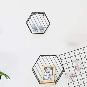 Tyoo Floating Shelf Wall-Mounted Shelf Hexagonal Board Modern Black Bracket Suitable for Home Decoration Living Room Bedroom Study (Size : B)