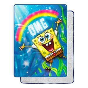 northwest spongebob omg oversized silk touch sherpa throw blanket, 60″ x 80″