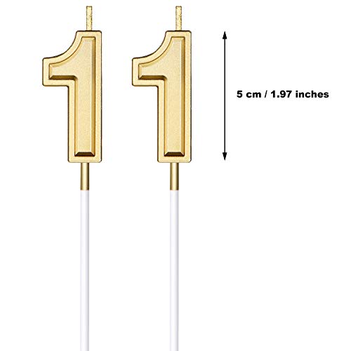 11th Birthday Candles Cake Numeral Candles Happy Birthday Cake Candles Topper Decoration for Birthday Wedding Anniversary Celebration Favor, Gold