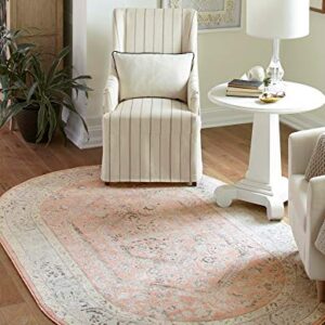 Rugs.com Aurelia Collection Rug – 4' x 6' Oval Rose Medium-Pile Rug Perfect for Living Rooms, Large Dining Rooms, Open Floorplans