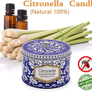 Citronella Candles Outdoor 8.5oz Natural Soy Wax Candles for Home Patio Porch, Packs of 2