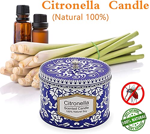 Citronella Candles Outdoor 8.5oz Natural Soy Wax Candles for Home Patio Porch, Packs of 2