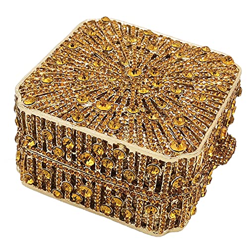 Cute Women Crystal Box Clutch Evening Bags Wedding Party Cocktail Rhinestone Handbags and Purses (Mini Square,Bronze)