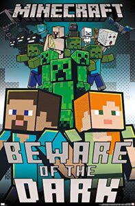 trends international minecraft-beware of the dark wall poster, 22.375″ x 34″, unframed version