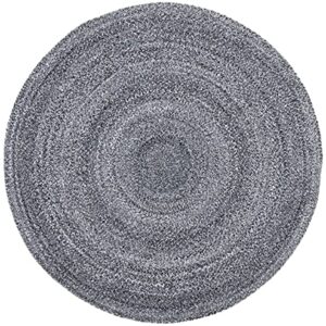 SAFAVIEH Braided Collection 3' Round Charcoal BRD851H Handmade Country Cottage Reversible Area Rug