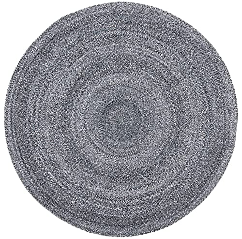 SAFAVIEH Braided Collection 3' Round Charcoal BRD851H Handmade Country Cottage Reversible Area Rug