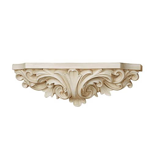 Touch of Class Astrella Antique White Wall Shelf | Victorian Style Decor for Bedroom, Living Room, Entryway