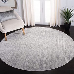 safavieh dream collection 6’7″ round ivory/grey drm500a modern distressed premium viscose area rug