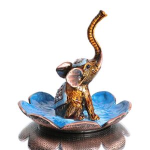 waltz&f bronze raise nose elephant metal ring jewelry holder trinket box table centerpiece decor