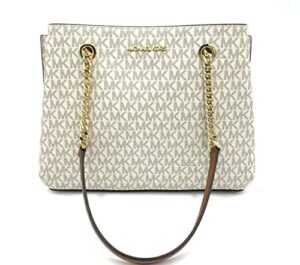 michael kors teagen chain satchel shoulder bag vanilla pvc