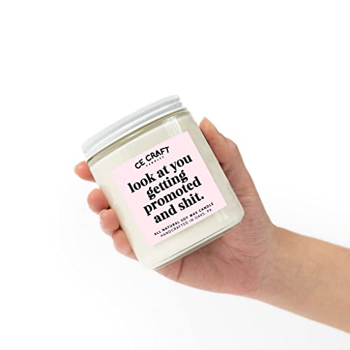 CE Craft Look at You Getting Promoted & Shit Candle - Promotion Gift, Coworker Gift, Office Workplace Candle, Gift for Her, Promotion, New Job (Lavender Linen)