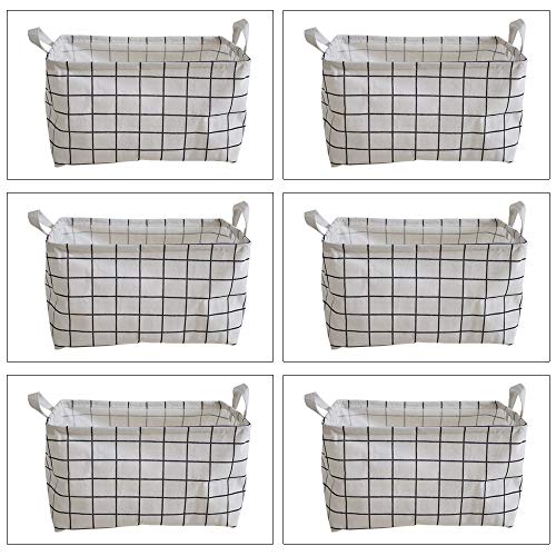 YRHOME Storage Bins 6PCS Rectangular Storage Baskets Fabric Storage Container with Handles Collapsible Basket for Toy Clothes Books Cosmetics Organization,Shelves Basket Organizer