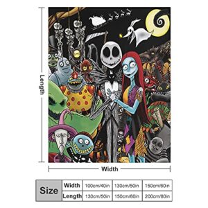 Christmas Cartoon Nightmare Blanket Halloween Movie Flannel Throw Blanket for Couch Sofa Decor Cozy Warm Bed Blankets for Kids Adults 50''x60''